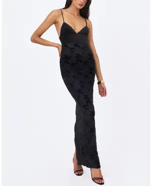 MISS CIRCLE NEW YORK Quinsley Velvet Crystal Lace Maxi Dress