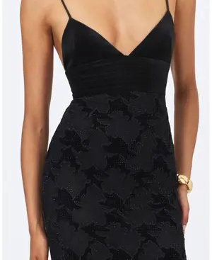 MISS CIRCLE NEW YORK Quinsley Velvet Crystal Lace Maxi Dress
