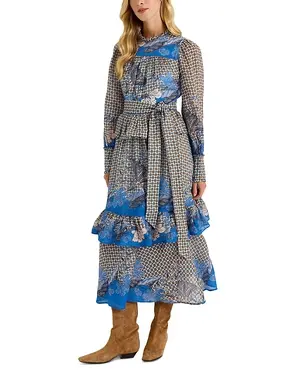 MARIE OLIVER Eleanor Tiered Ruffle Trim Dress