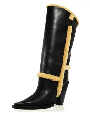 Moschino Faux Leather & Faux Shearling Boots - Black
