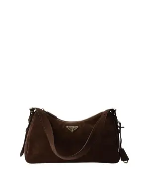 Prada Aimee Medium Suede Shoulder Bag
