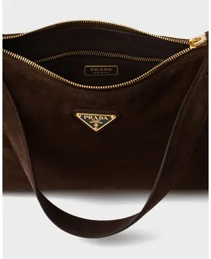 Prada Aimee Medium Suede Shoulder Bag