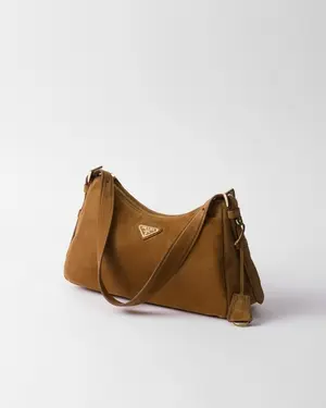 Prada Aimee Medium Suede Shoulder Bag - Cinnamon