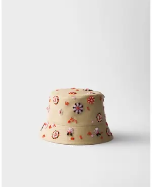 Prada Embroidered Canvas Bucket Hat