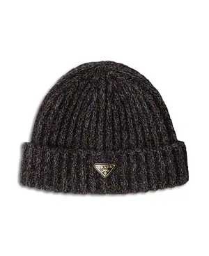 Prada Mouline Cashmere And Wool Beanie - Blue/brown