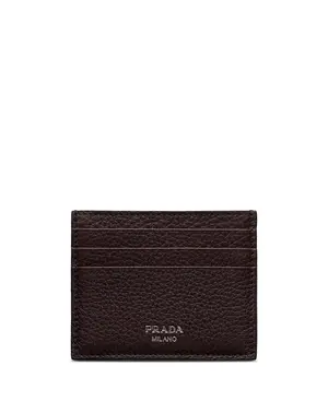 Prada Leather Card Case - Brown