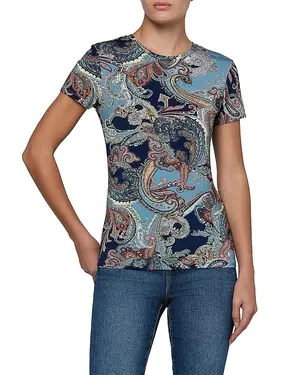 L'Agence Ressi Crewneck Short Sleeve Top - Midnight Multi