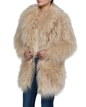L'Agence Toira Faux Fur Long Sleeve Coat