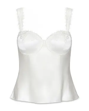 L'Agence Soleia Silk Lace Trim Camisole Top