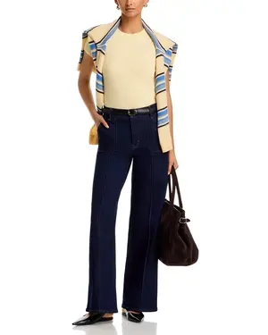 FRAME Le Slim Palazzo Pintuck Pocket High Rise Jeans