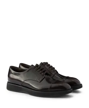 Prada Leather Cap Toe Derby Dress Shoes