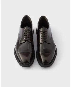 Prada Leather Cap Toe Derby Dress Shoes