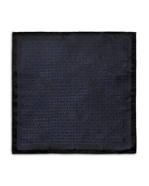 Eton Medallion Woven Silk Pocket Square - Navy