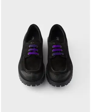 Prada Waxed Suede Lace-up Shoes - Black