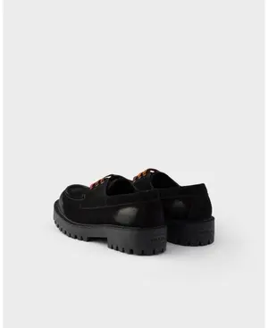 Prada Waxed Suede Lace-up Shoes - Black