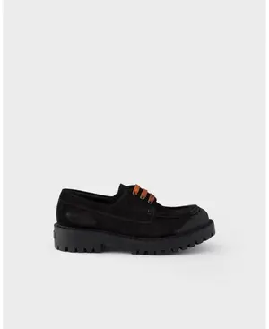 Prada Waxed Suede Lace-up Shoes - Black