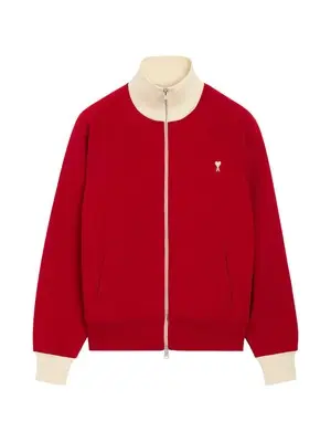AMI Paris De Coeur Zipped Sweatshirt - Red