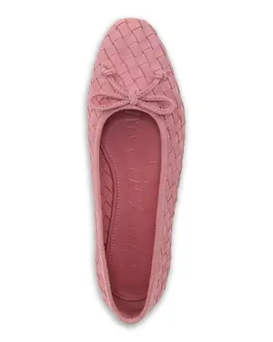 Sam Edelman Ruthie Suede Woven Ballet Flats With Bow Detailing - Silk Rose