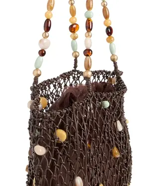 Cult Gaia Mercier Beaded Woven Leather Tote