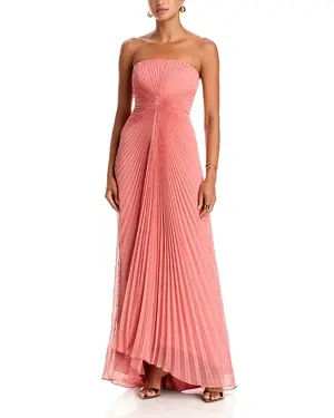 AMUR Myra Strapless Pleated Gown