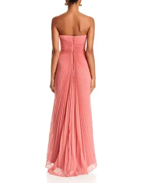 AMUR Myra Strapless Pleated Gown