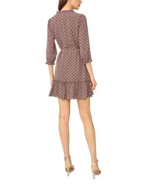 CECE DUPRAZ V Neck Ruffled Tie Waist Dress