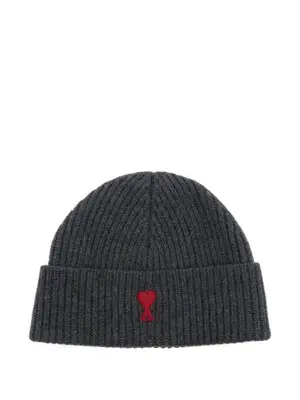 AMI Paris De Coeur Wool Beanie - Grey