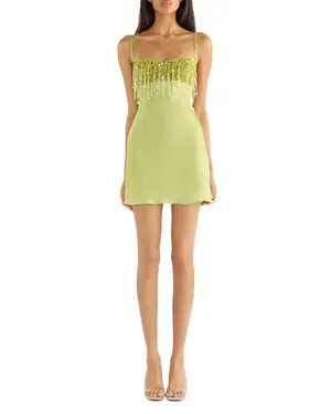 ASTA RESORT Yasmin Hand Beaded Satin Mini Dress