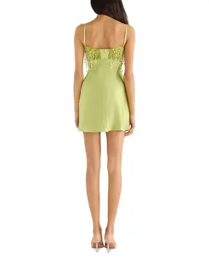 ASTA RESORT Yasmin Hand Beaded Satin Mini Dress