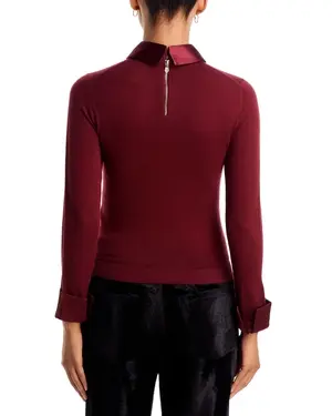 Alice + Olivia Porla Collared Wool Blend Sweater