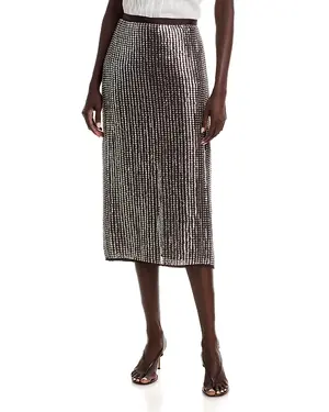 Rag & Bone Lili Beaded Midi Skirt - Chocolate