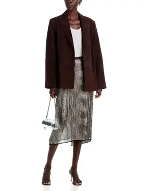 Rag & Bone Lili Beaded Midi Skirt - Chocolate
