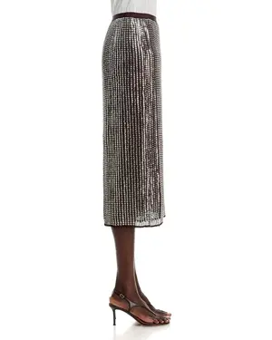 Rag & Bone Lili Beaded Midi Skirt - Chocolate