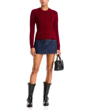 Rag & Bone Rhodes Wool Crewneck Cardigan Sweater - Pomegranate