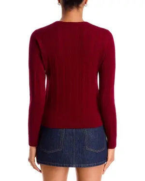 Rag & Bone Rhodes Wool Crewneck Cardigan Sweater - Pomegranate