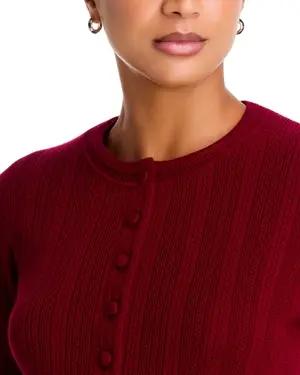 Rag & Bone Rhodes Wool Crewneck Cardigan Sweater - Pomegranate