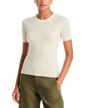 Rag & Bone Rhodes Wool Short Sleeve Crewneck Sweater - White