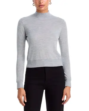 Rag & Bone Alba Merino Wool Mock Neck Sweater Heather Grey