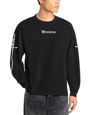 PLEASURES Luster Cotton Long Sleeve Tee - Black