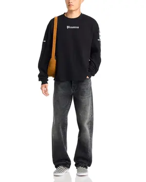 PLEASURES Luster Cotton Long Sleeve Tee - Black