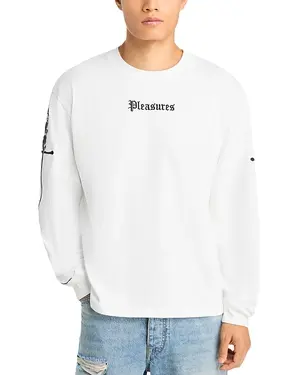 PLEASURES Luster Cotton Long Sleeve Tee - White