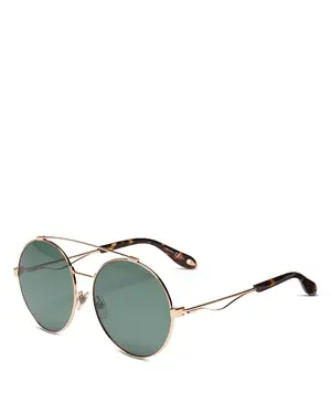 Givenchy Double Brow Bar Oversized Round Polarized Sunglasses, 60mm