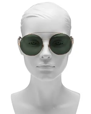 Givenchy Double Brow Bar Oversized Round Polarized Sunglasses, 60mm