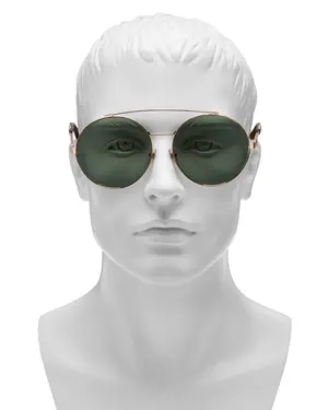Givenchy Double Brow Bar Oversized Round Polarized Sunglasses, 60mm