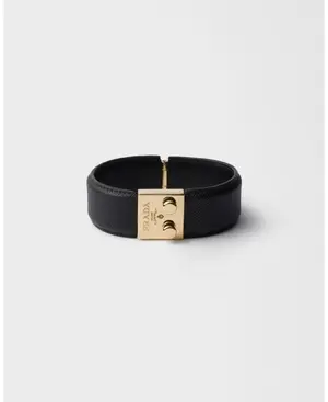 Prada Metal And Saffiano Leather Bracelet