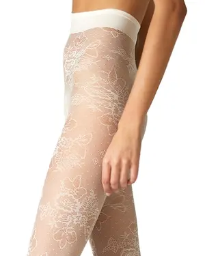 STEMS Margaux Rose Sheer Tights - Ivory
