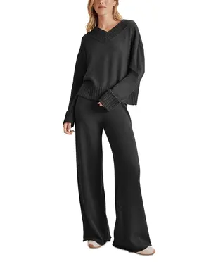 Splendid Haven Wide Leg Sweater Pants - Black