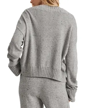 Splendid Haven Tweedy V Neck Sweater - Heather Charcoal