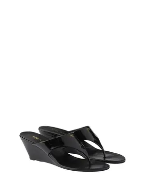 Prada Patent Leather Thong Sandals - Black