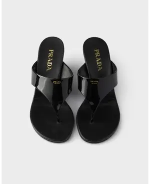 Prada Patent Leather Thong Sandals - Black